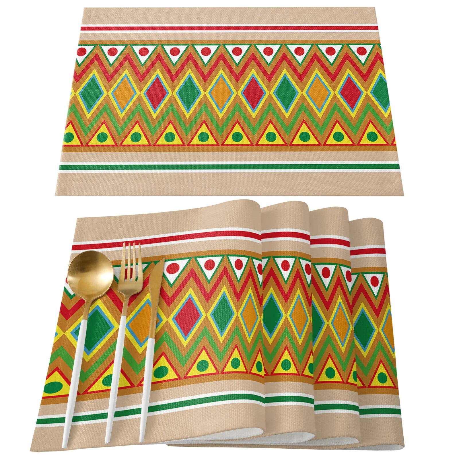 Bohemian Geometric Art Placemat for Dining Table Tableware Mats Kitchen ...