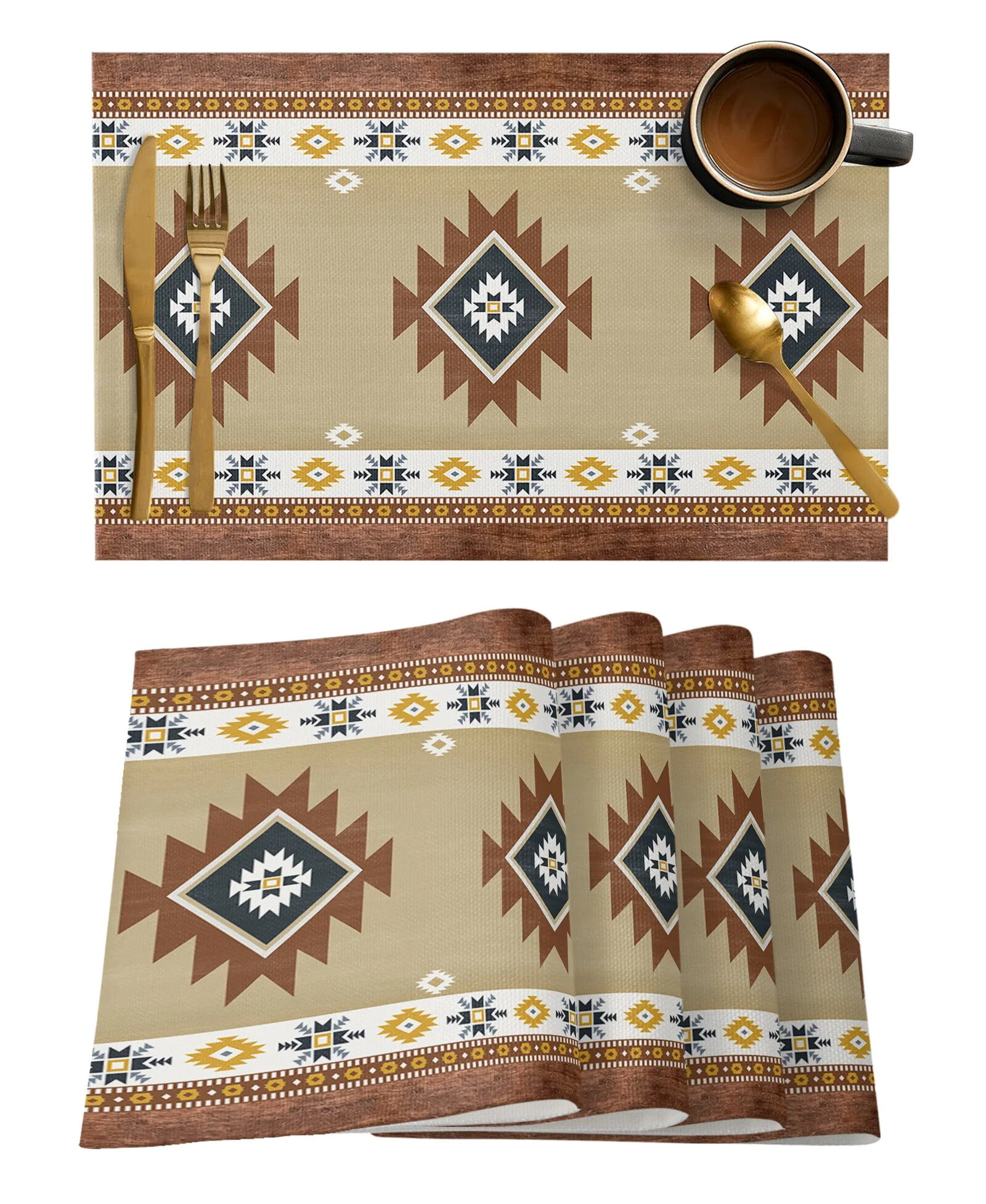 Bohemian Geometric Art Placemat for Dining Table Tableware Mats Kitchen ...