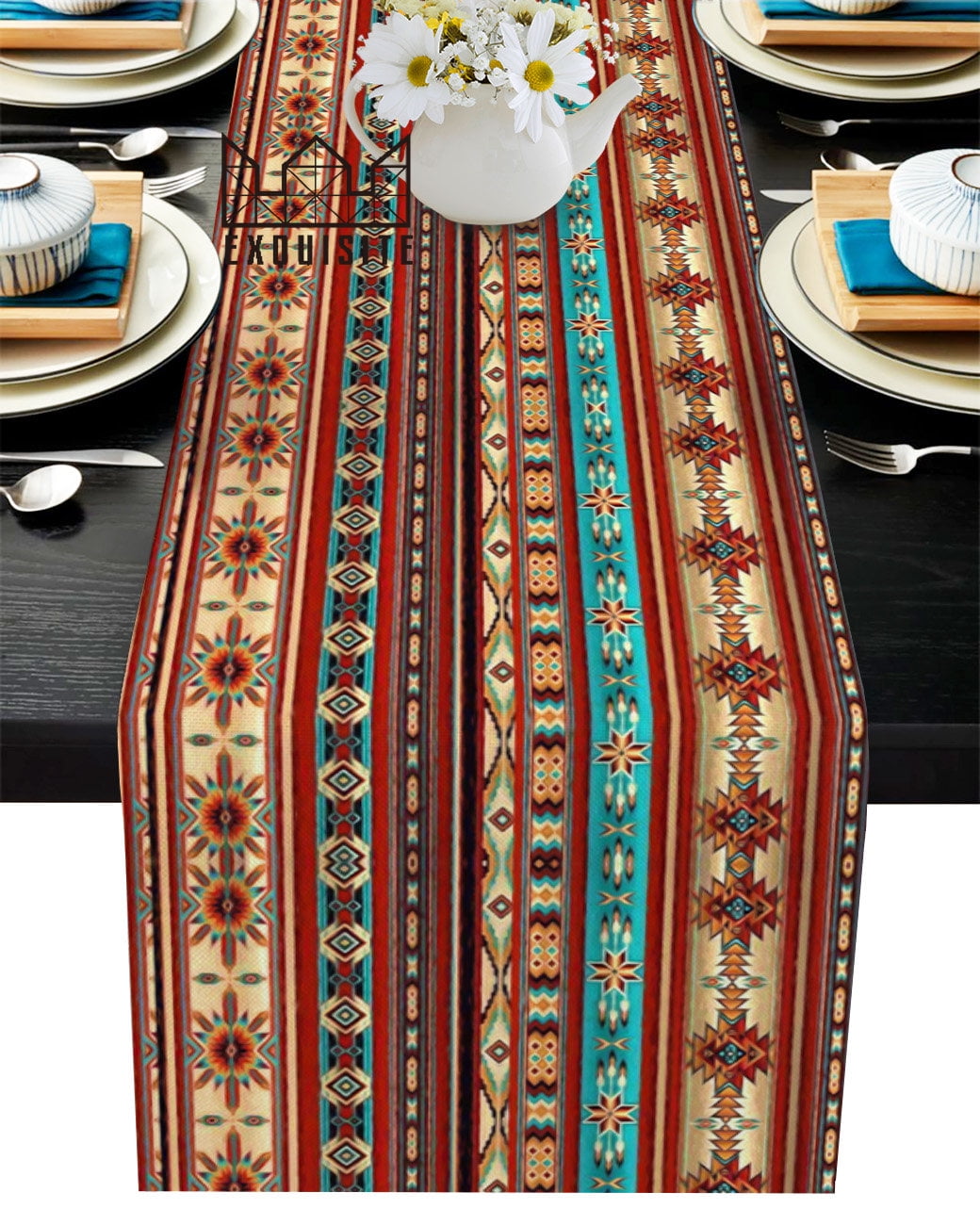 Bohemian Geometric Art Table Runner ration Home r Dinner Table ration ...