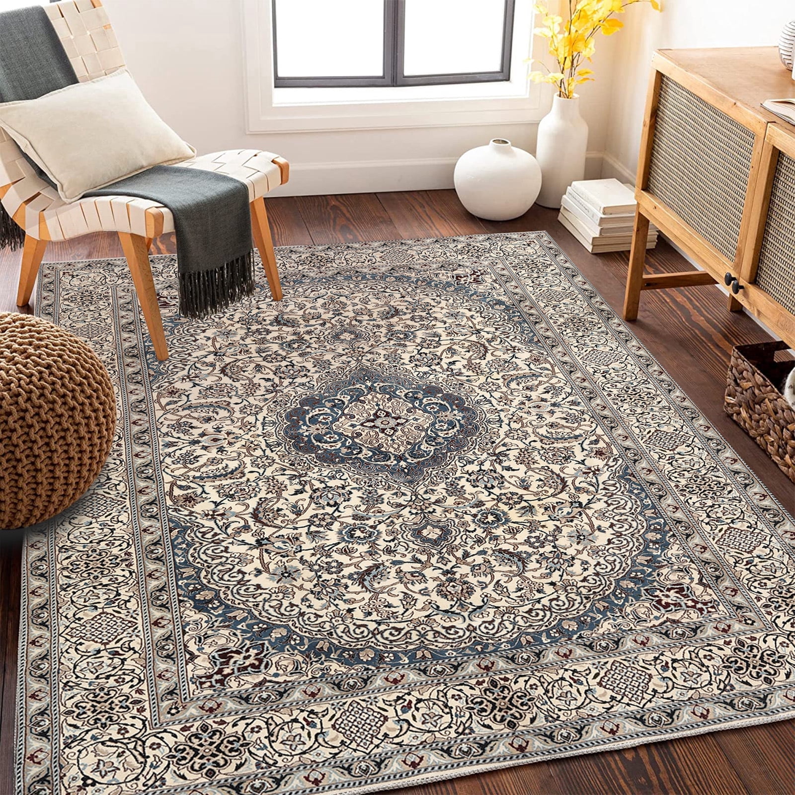 Bohemian Geometric Diamond Pattern Area Rug Soft Plush Non-Slip Floor ...