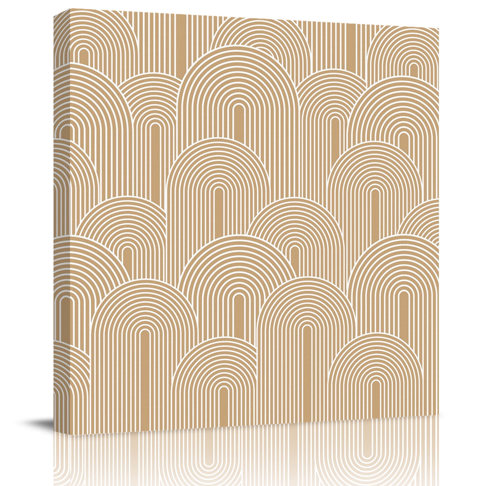 Bohemian Geometric Khaki Line Canvas Artwork Painting Art, Mid Century ...