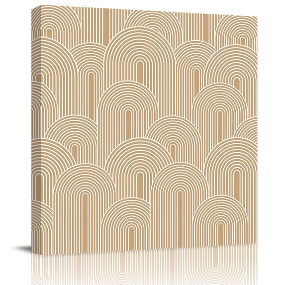 Bohemian Geometric Khaki Line Canvas Artwork Painting Art, Mid Century ...