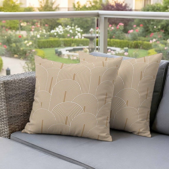 Bohemian Geometric Khaki Line Waterproof Throw Pillow Covers Set of 2 ...