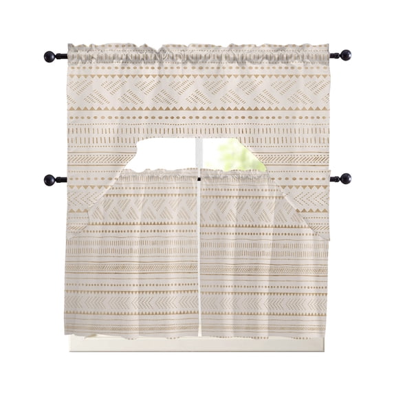 Bohemian Geometric Kitchen Curtains Sets for Windows 3 Piece, Aztec ...