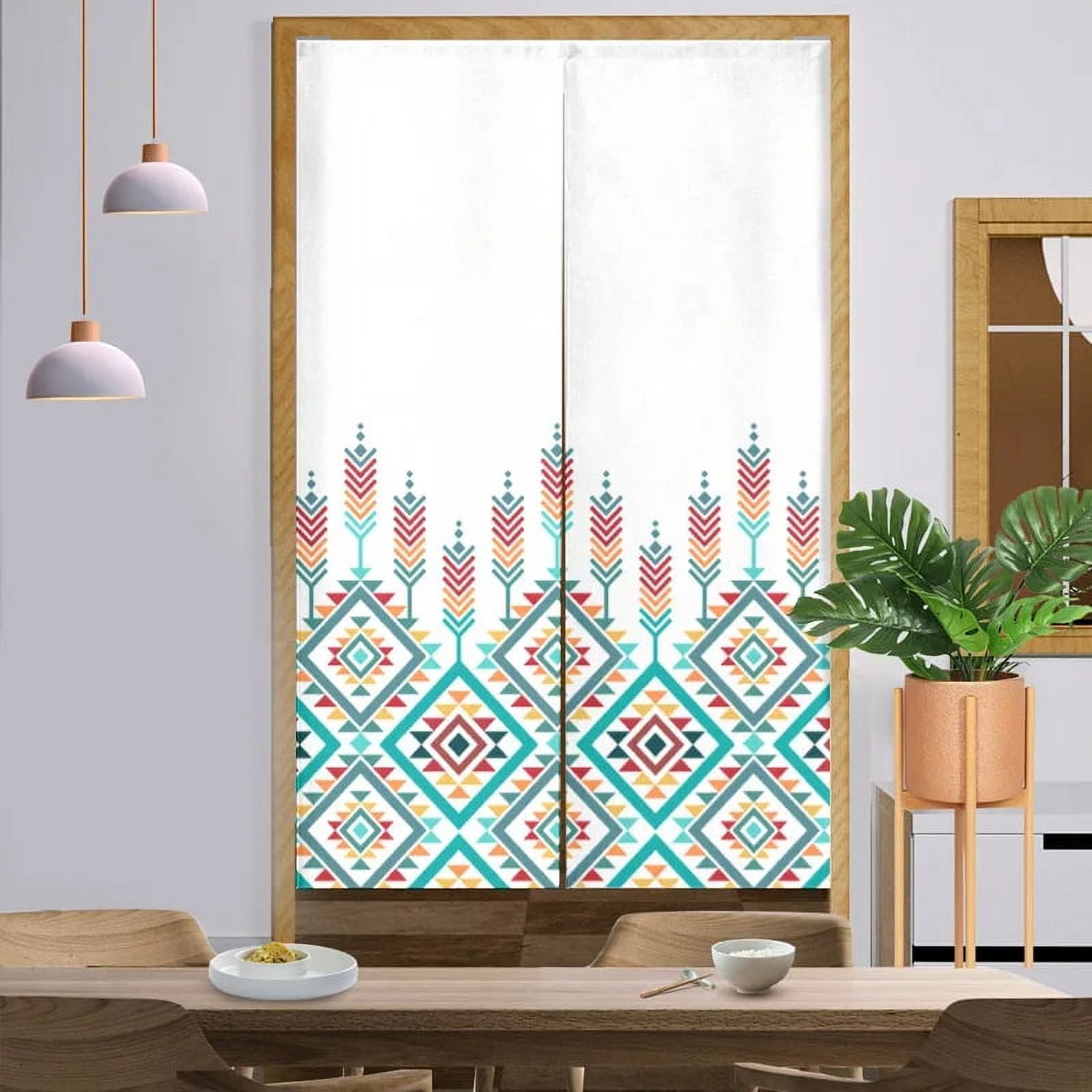Bohemian Geometric Linen Door Curtain Bedroom Cafe Kitchen Fume-proof ...