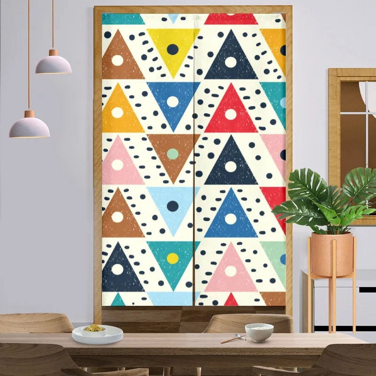 Bohemian Geometric Linen Door Curtain Bedroom Cafe Kitchen Fume-proof ...