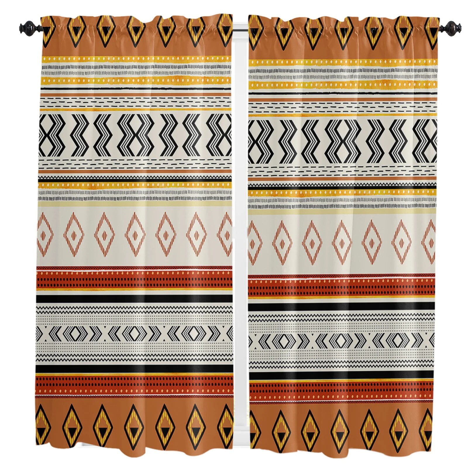 Bohemian Geometric Stripe Pattern Curtain Home ration Living Room Short ...