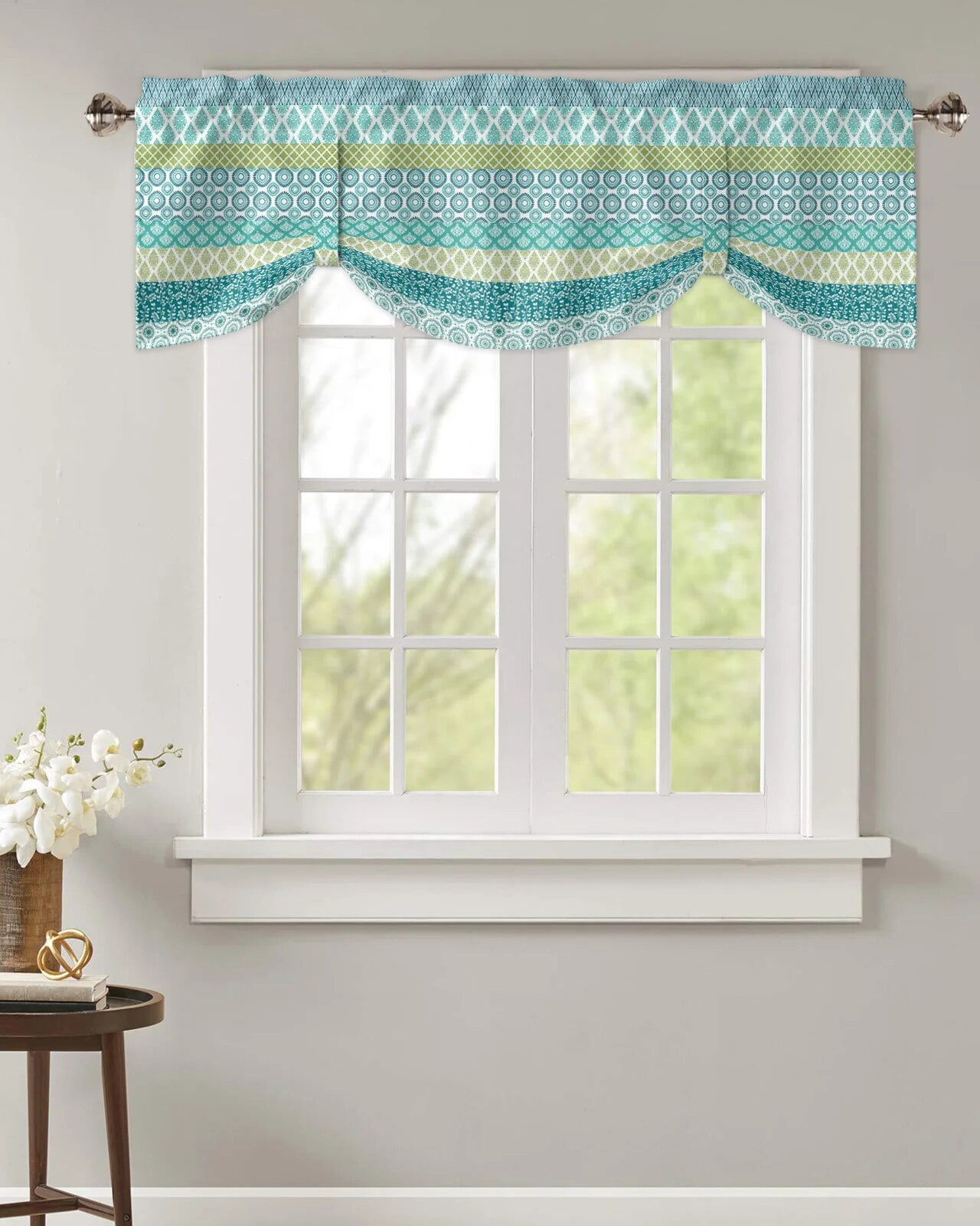 Bohemian Geometric Stripes Kitchen Valance Curtain Window Valance for ...