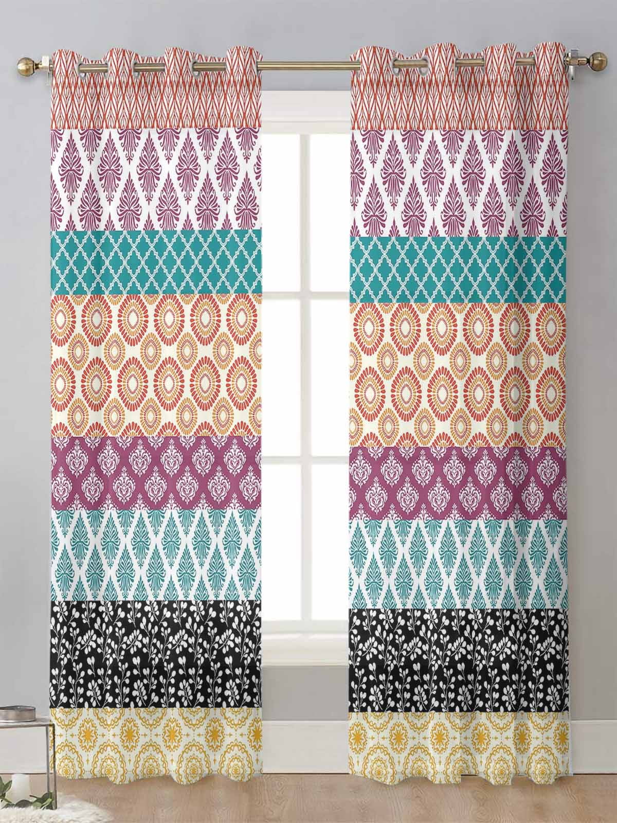 Bohemian Geometric Stripes Sheer Curtains For Living Room Window ...