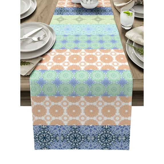 Bohemian Geometric Stripes Table Runner Wedding r Table Cover Holiday ...