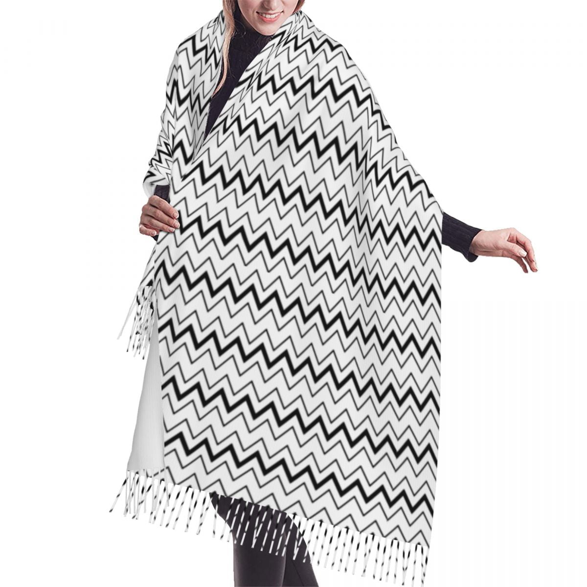 Bohemian Geometric Stripes Tassel Scarf Women Soft Luxury Fabric ...