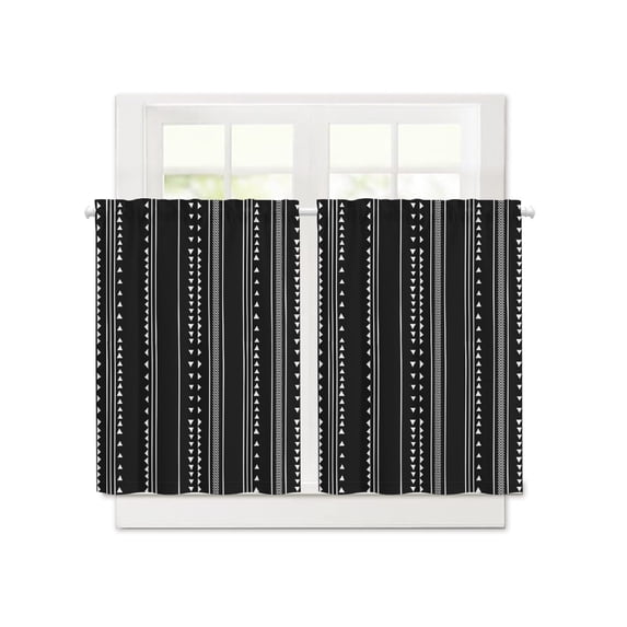 Bohemian Geometric Style Short Blackout Curtains 36 Inch Long,Black ...