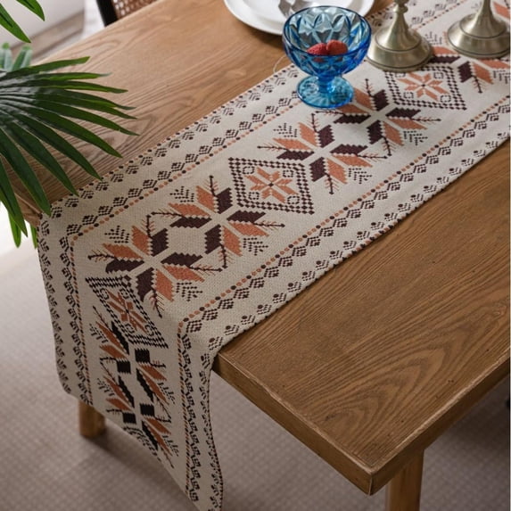 Bohemian Geometric Table Runner, Farmhouse Style Cotton Linen Table ...
