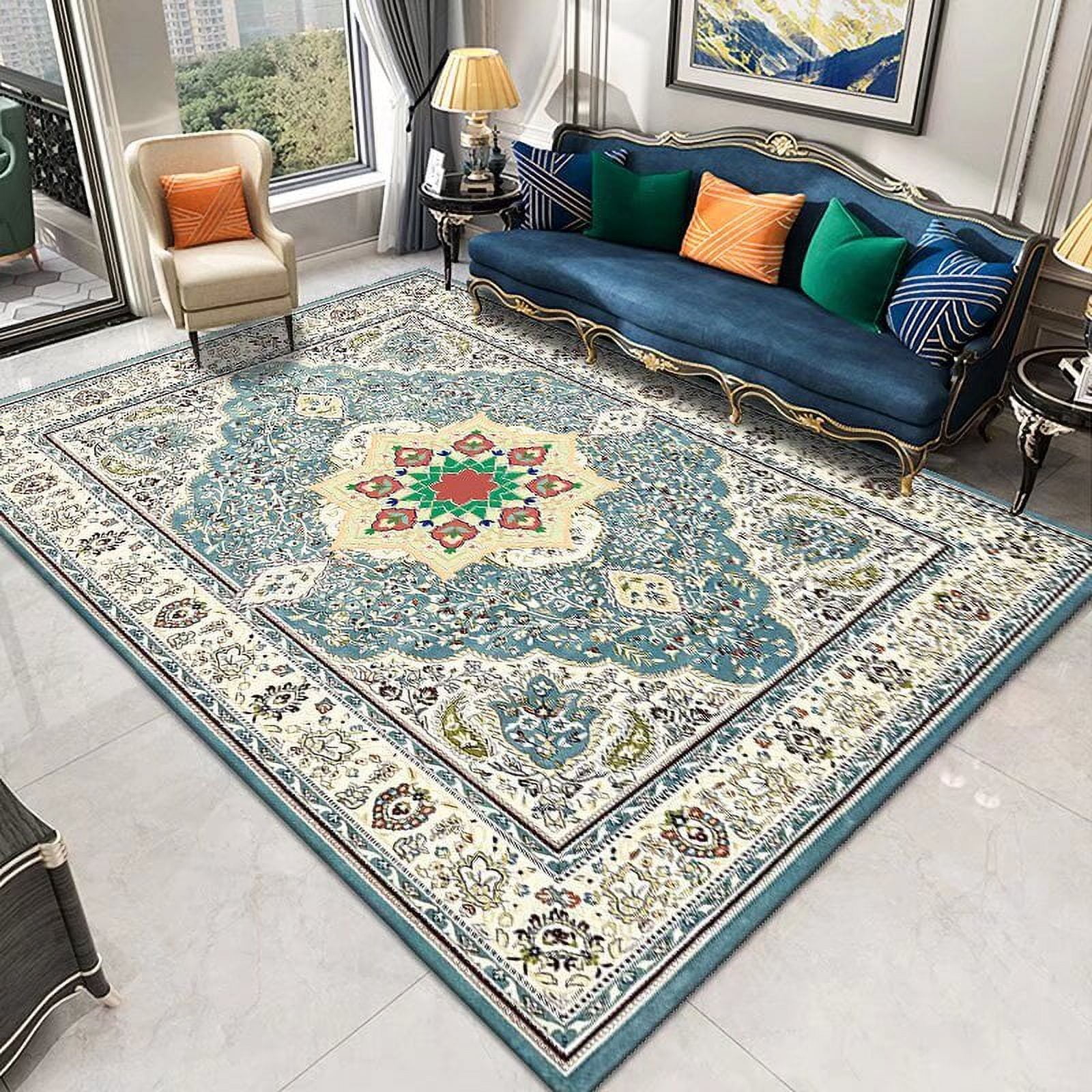 Bohemian Geometry Living Room Carpet Retro Light Luxury Bedroom Bedside ...
