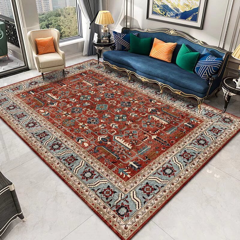 Bohemian Geometry Living Room Carpet Retro Light Luxury Bedroom Bedside ...