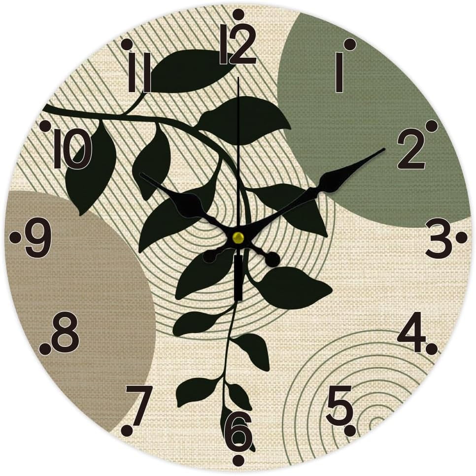 Bohemian Geometry Wall Clock 12 Inch Battery Operated Wall Clock Leaves ...