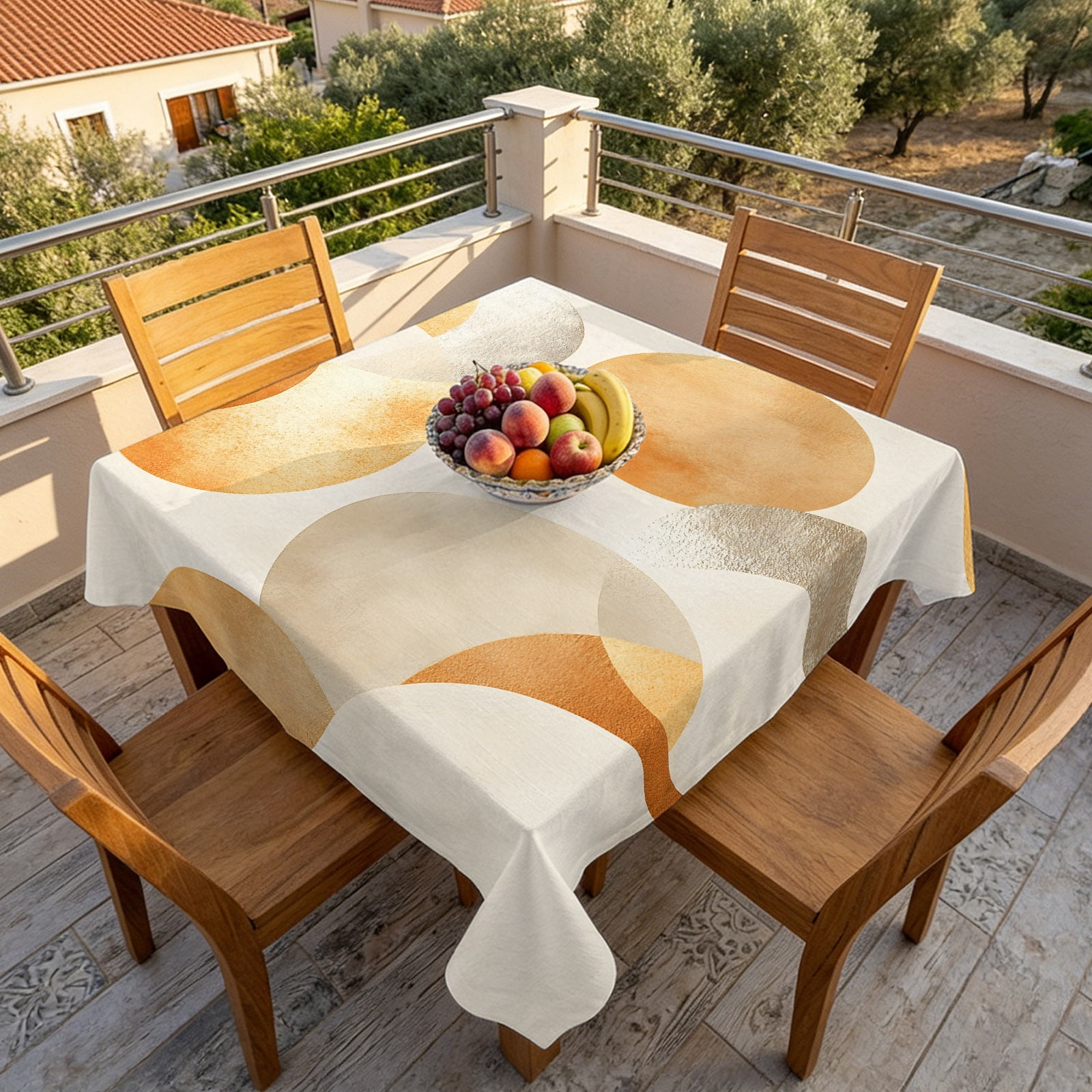 Bohemian Gold Color Block Table Cloth 60x60in, Waterproof Square ...