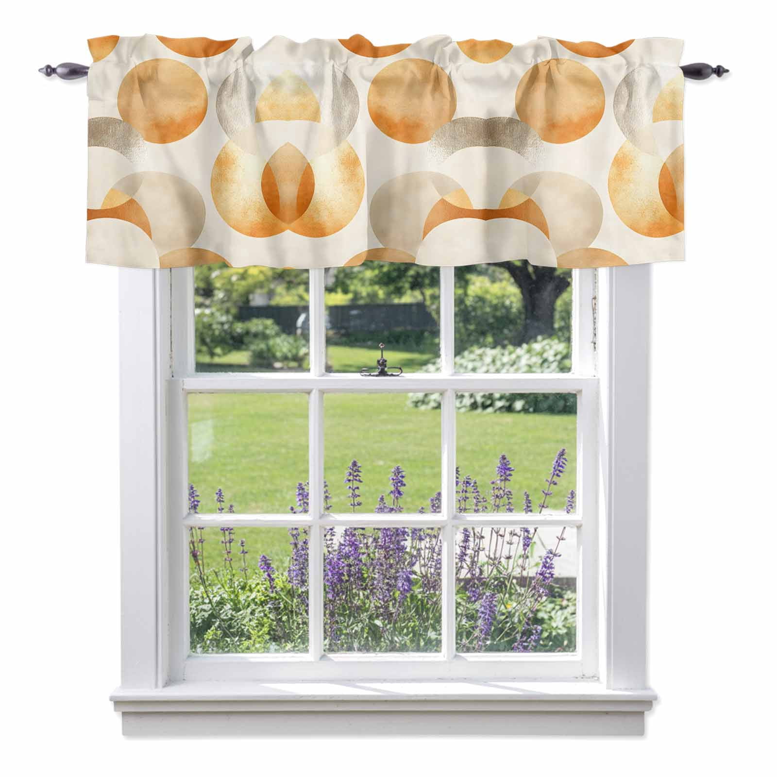 Bohemian Gold Color Block Valances for Windows,Rod Pocket Valance for ...