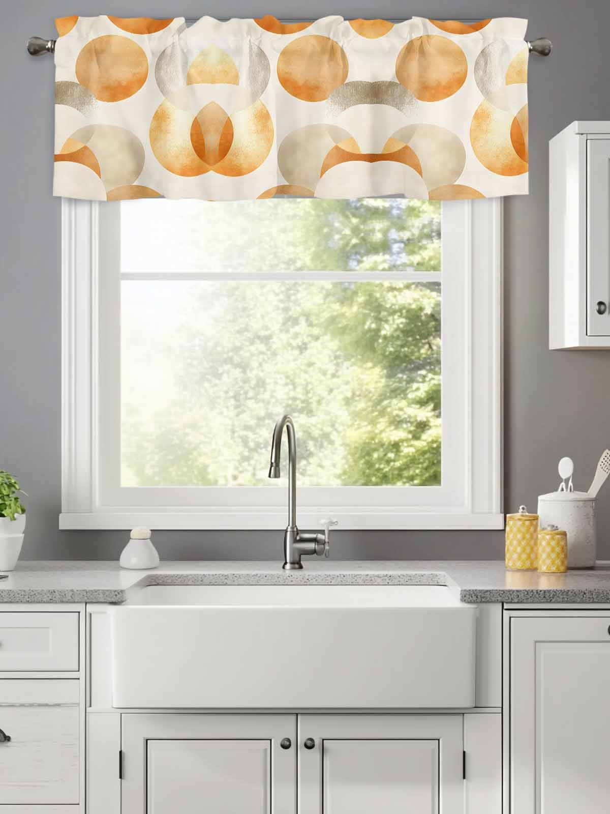 Bohemian Gold Color Block Valances for Windows,Rod Pocket Valance for ...