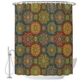 Bohemian Gold Floral Shower Curtain for Bathroom, Boho Tribal Ethnic ...