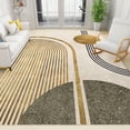 Bohemian Golden Lines Area Rug, Abstract Retro Medieval Stripes Rugs ...