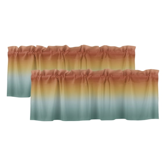 Bohemian Gradient Green 2 Panels Kitchen Valance, Modern Minimalist ...