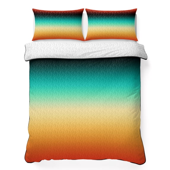 Bohemian Gradient Green 3 Piece Quilt Bedding Set with 2 Pillow Shams ...