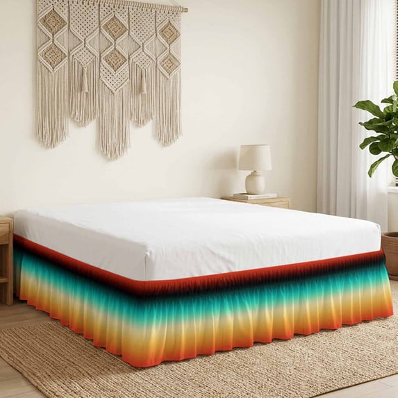Bohemian Gradient Green Bed Skirt Bed Skirts King Size 18 Inch Drop ...