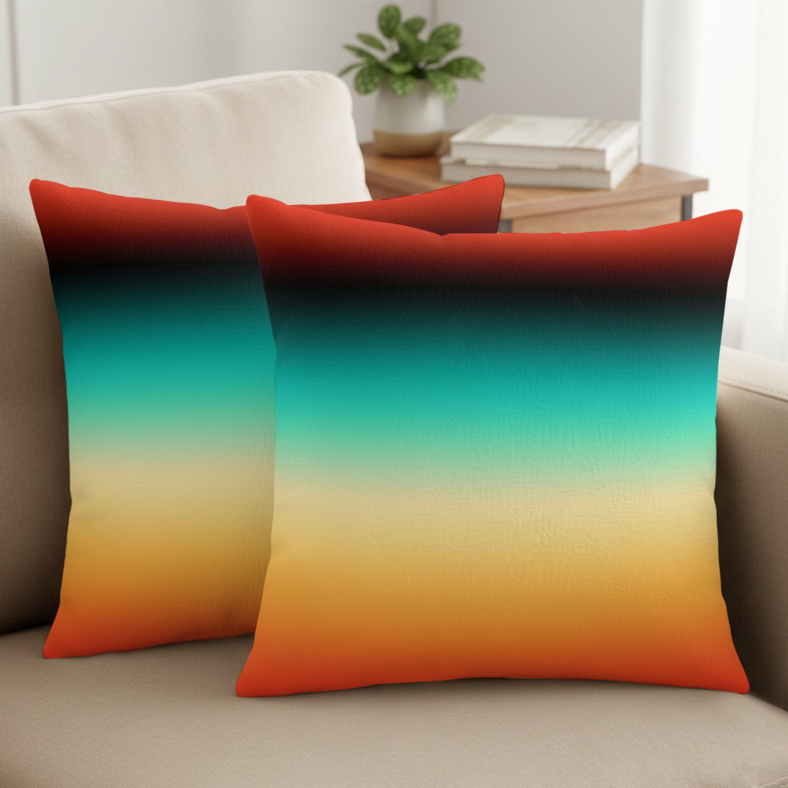 Bohemian Gradient Green Pillow Covers Set of 2, Modern Minimalist ...
