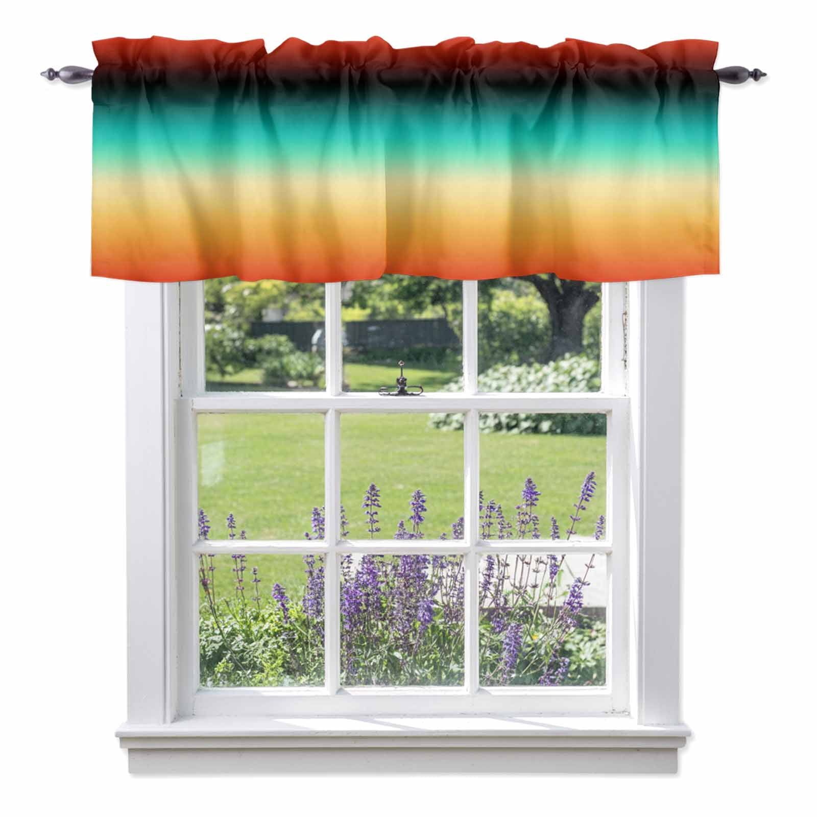 Bohemian Gradient Green Valances for Windows Modern Minimalist Orange ...