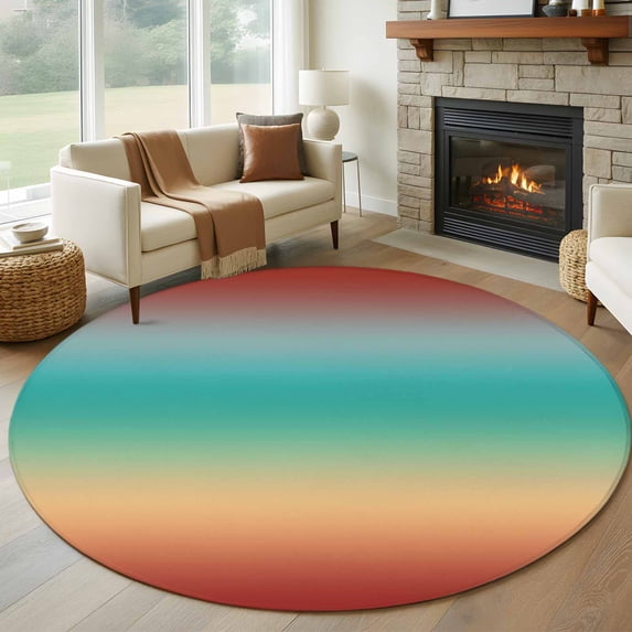 Bohemian Gradient Red 6FT Round Area Rugs for Living Room Modern ...