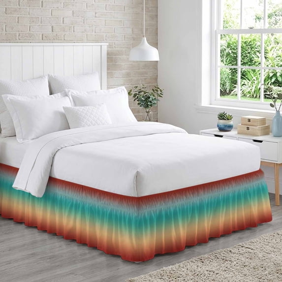 Bohemian Gradient Red Bed Skirt Queen Size 16 Inch Drop, Modern ...