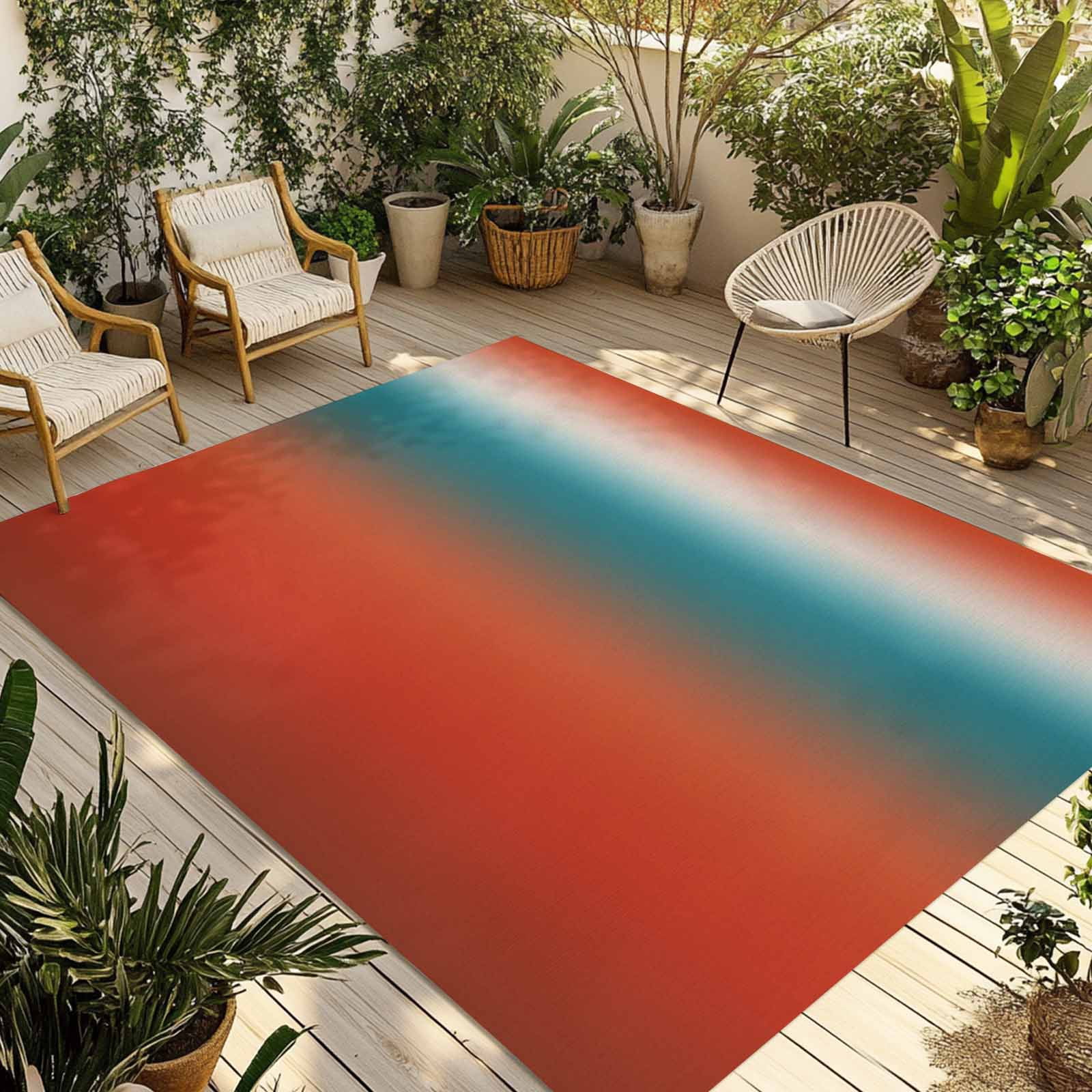 Bohemian Gradient Red Outdoor Rug 5x7 ft Modern Minimalist Red Blue ...