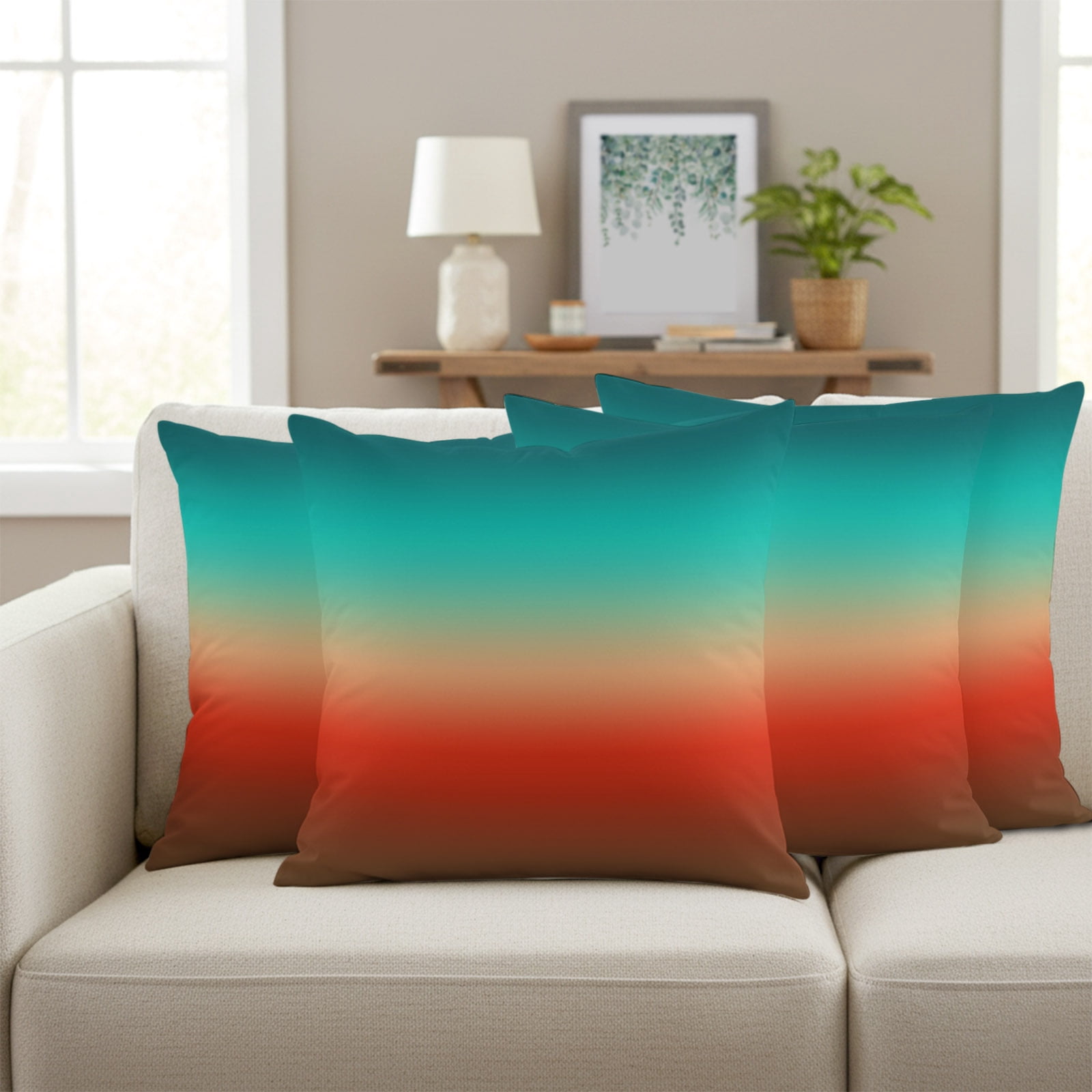 Bohemian Gradient Red Pillow Covers Set of 4, Modern Minimalist Green ...