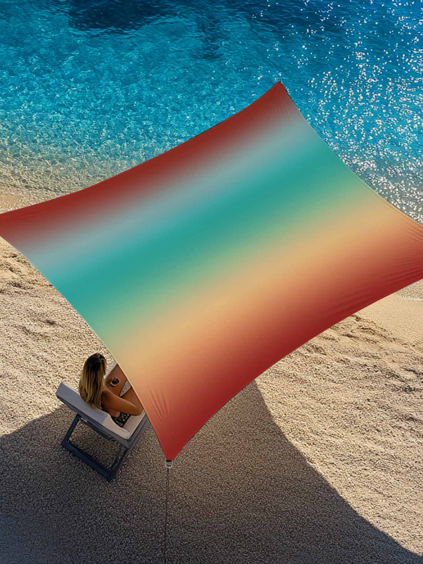 Bohemian Gradient Red Sun Shade Sail 6.5' x 10', Modern Minimalist ...