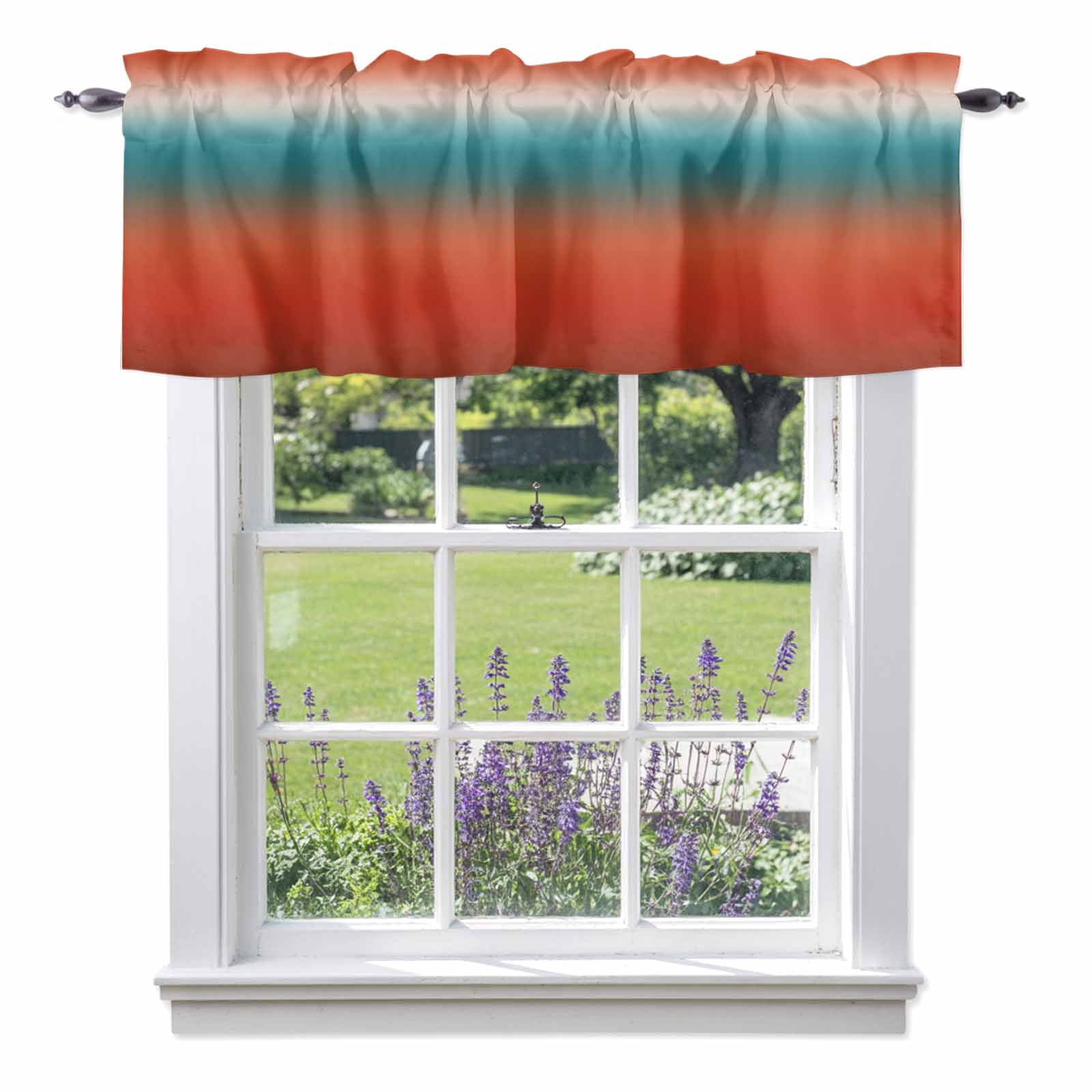 Bohemian Gradient Red Valances for Windows Modern Minimalist Red Blue ...