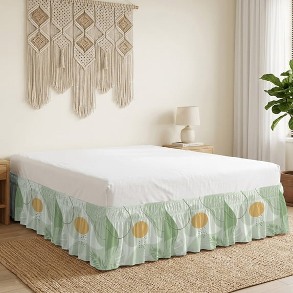 Bohemian Green Bed Skirt Bed Skirts King Size 18 Inch Drop, Modern ...