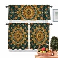 Bohemian Green Floral Pattern Kitchen Curtains Valances 3 Piece Set ...