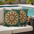 Bohemian Green Flower Pattern Outdoor Waterproof Throw Pillow Covers ...