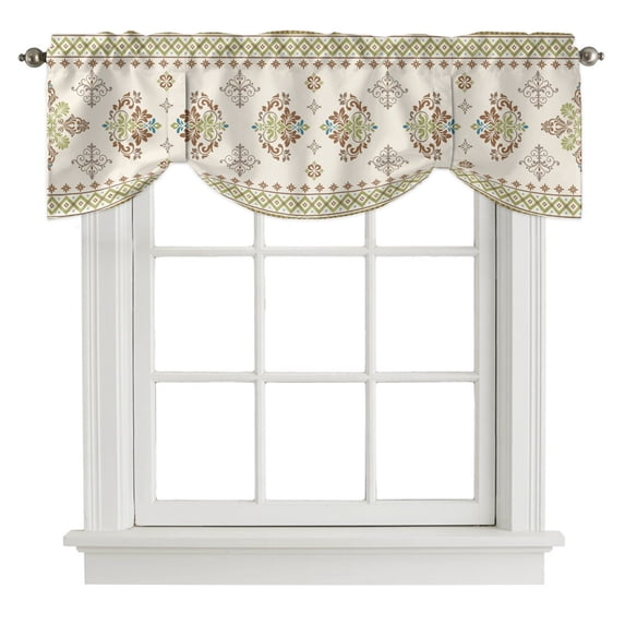 Bohemian Green Flower Tie Up Valance Curtains Boho Vintage Tribal ...
