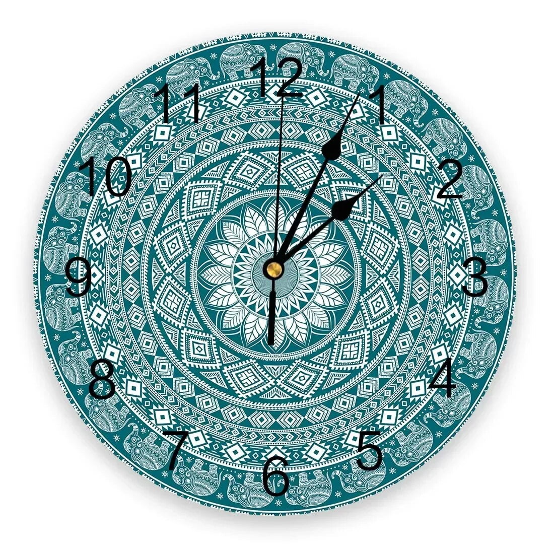 Bohemian Green Mandala 3D Wall Clock Modern Design Brief Living Room ...