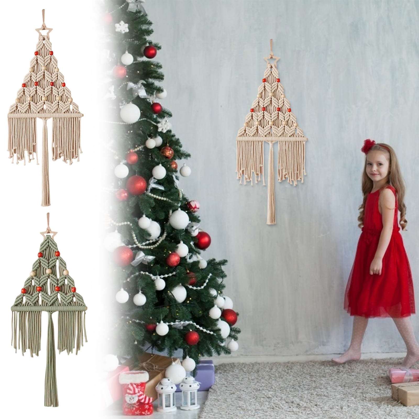 Bohemian Handmade Woven Christmas Tree Tapestry | Decorative Wall ...