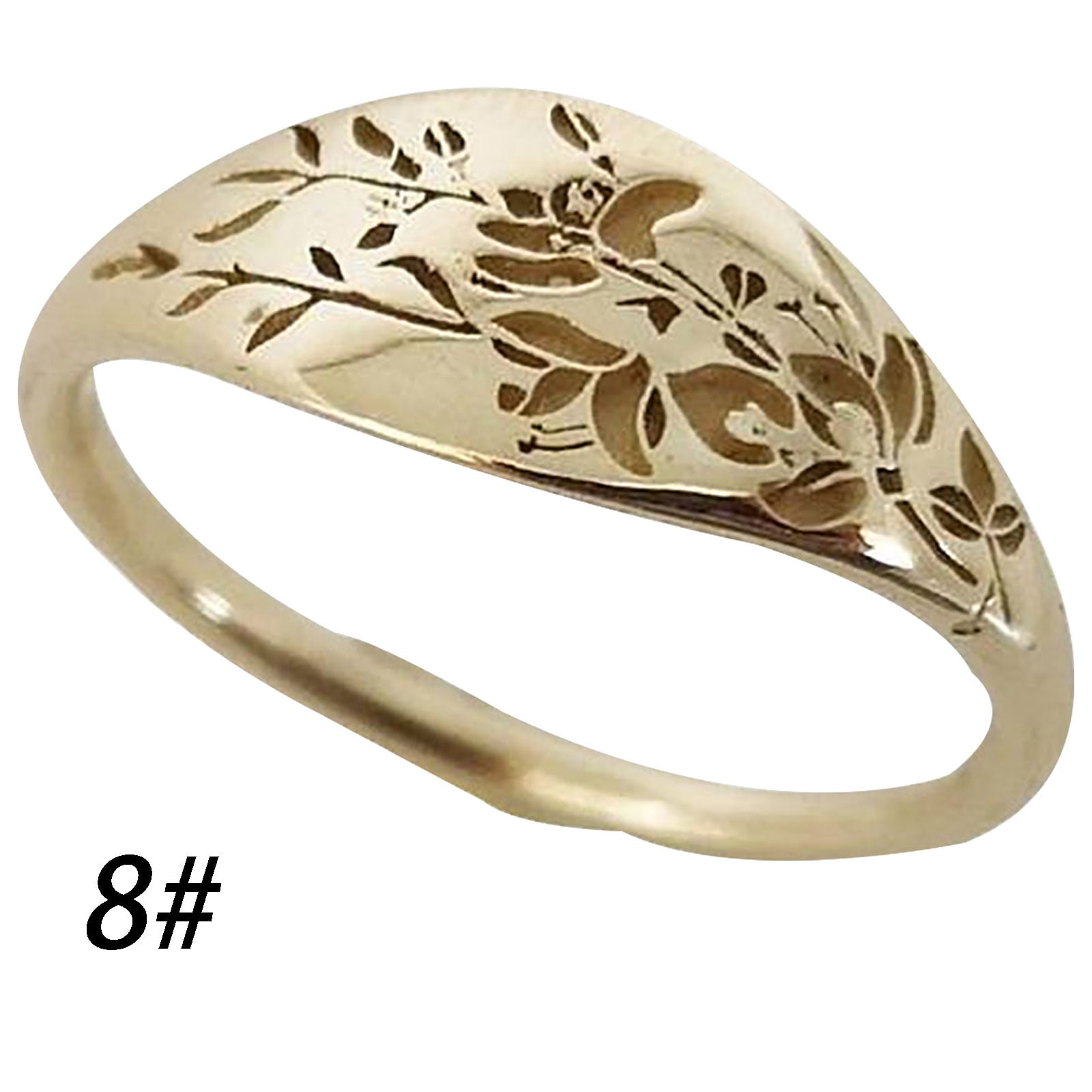 Bohemian Hollow Flower Ring Stainless Steel Rhinestone Flower Ring ...