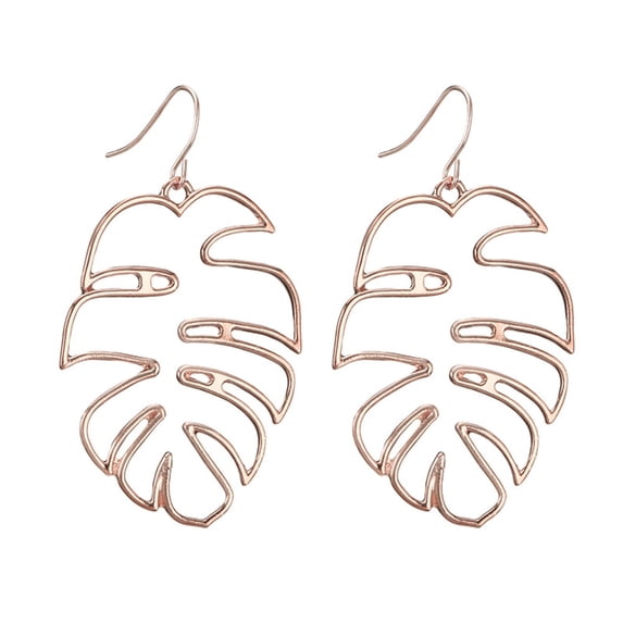 Bohemian Hollow Monstera Leaf Dangle Drop Earrings Women Tropical Plant ...