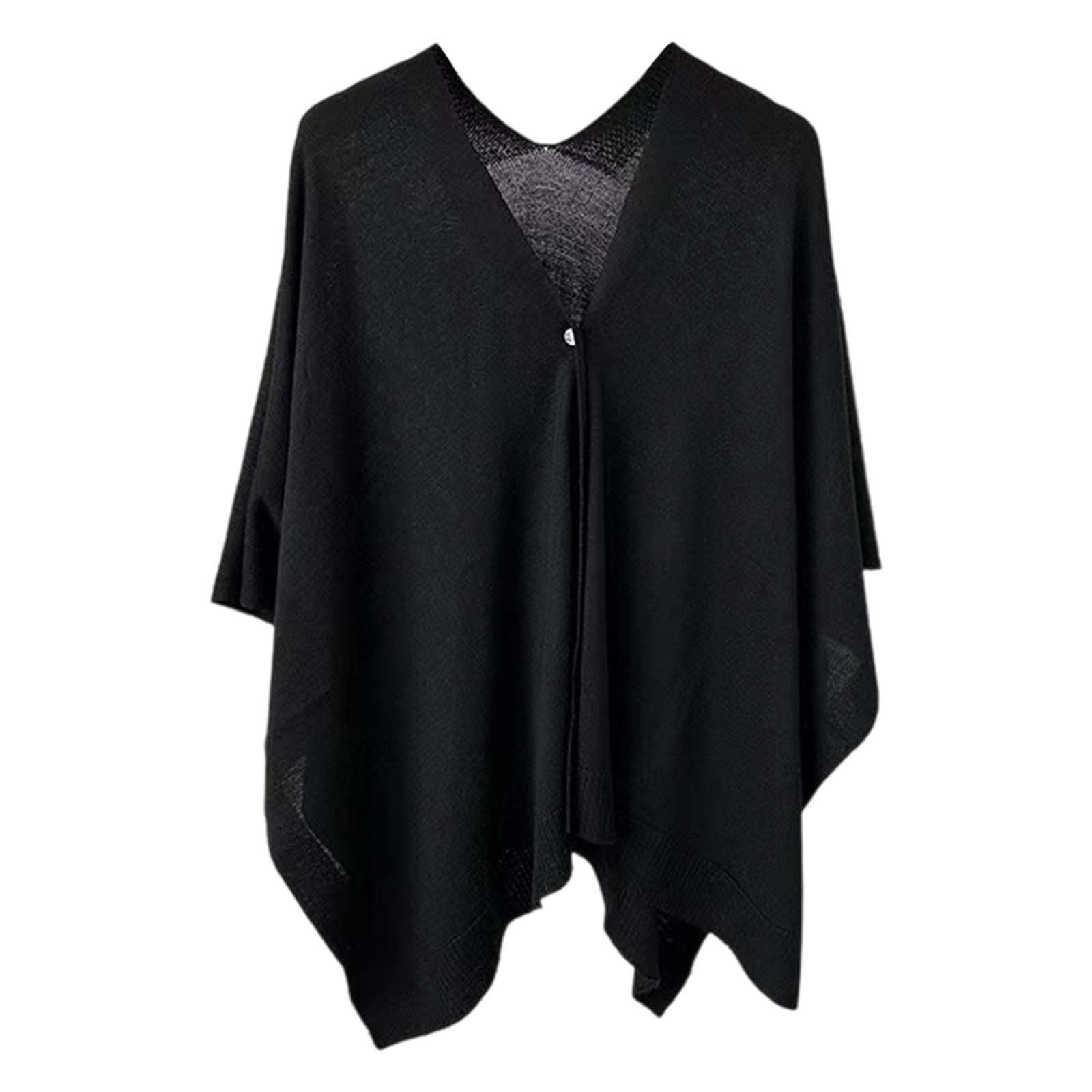 Bohemian Hooded Cape Shawl Solid Color Womens Large Cross Front Poncho ...