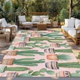 Bohemian Indoor Outdoor Rugs 5x7 Ft, Green Cacti Pots Succulents Plants ...
