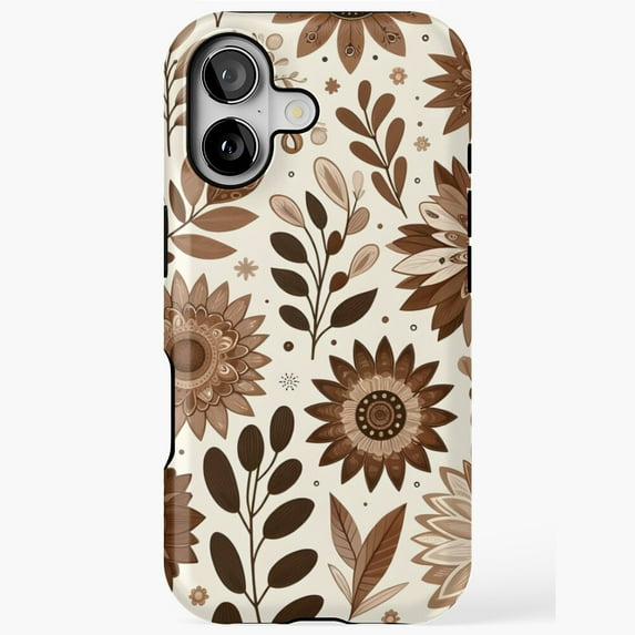 Bohemian Inspired Brown Floral Pattern Compatible Phone Case for iPhone ...