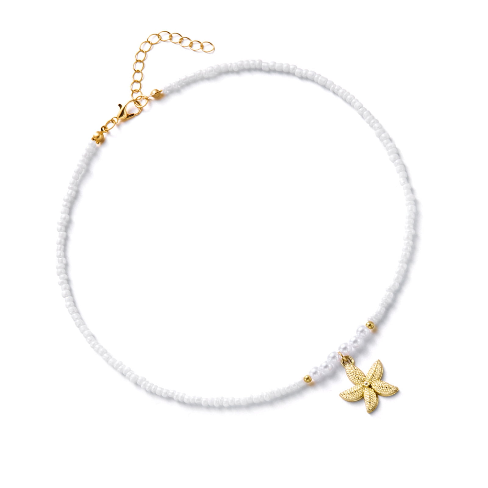 Bohemian Inspired Starfishes Pearls Necklace Portable Adjustable Chain ...