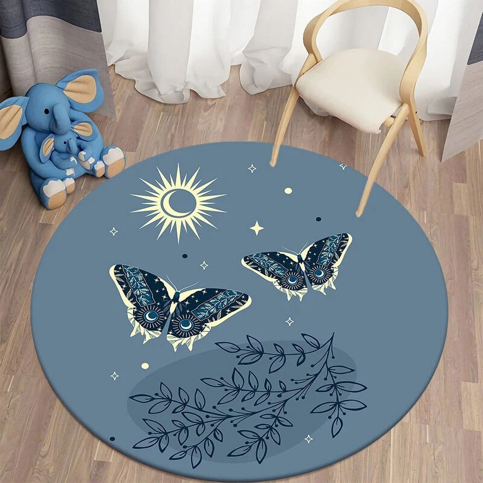 Bohemian Kawaii Printed Round Carpet Children's Living Room Mat Floor ...