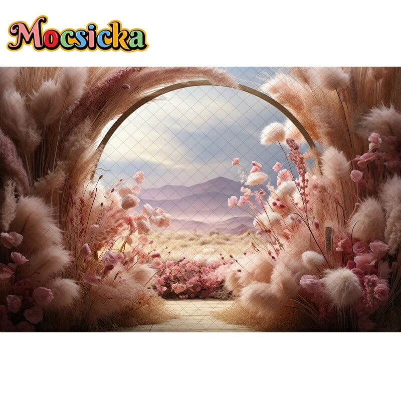 Bohemian Kids Photography Backdrop Fall Wheat Spring Floral Arch Decor ...
